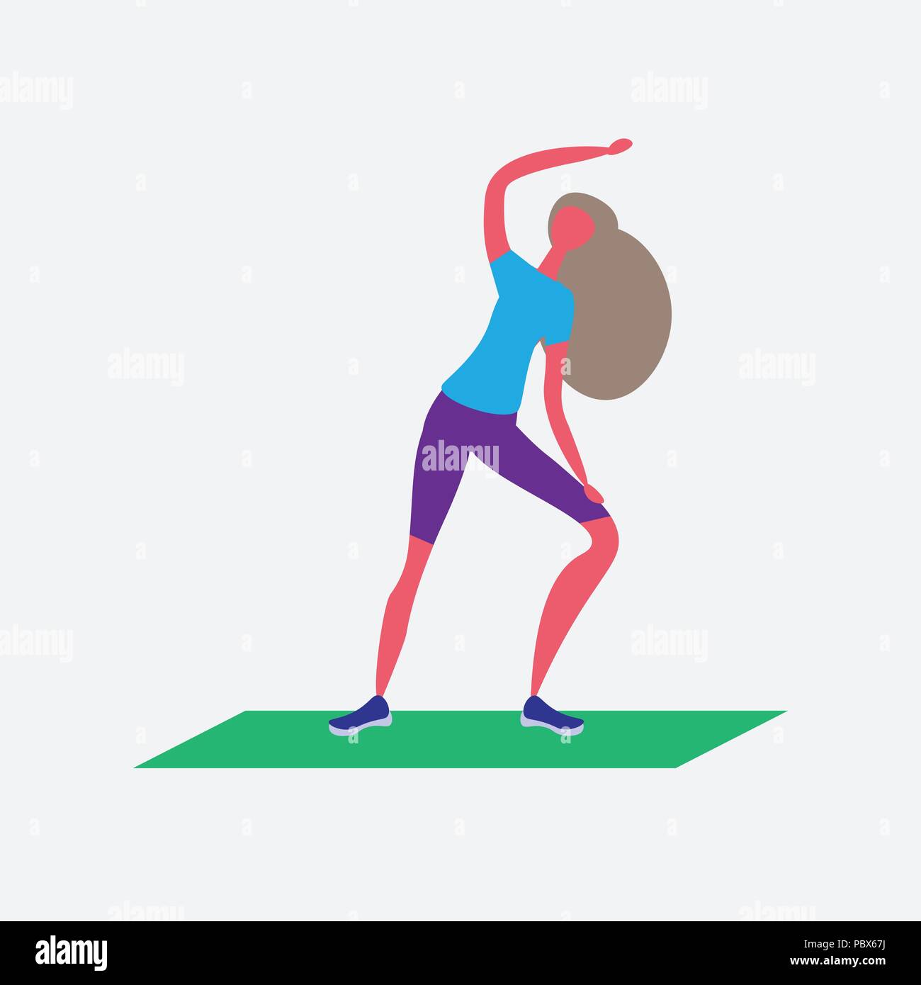 woman doing aerobic exercises cartoon character sport female activities ...