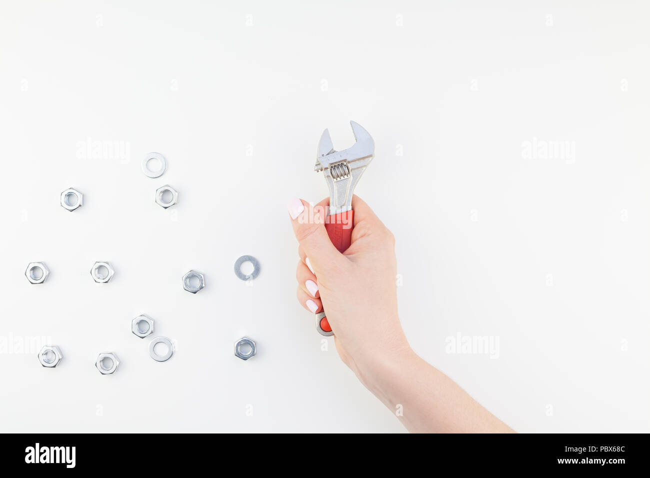 Creative image of woman hand with pastel manicure polish holding ...