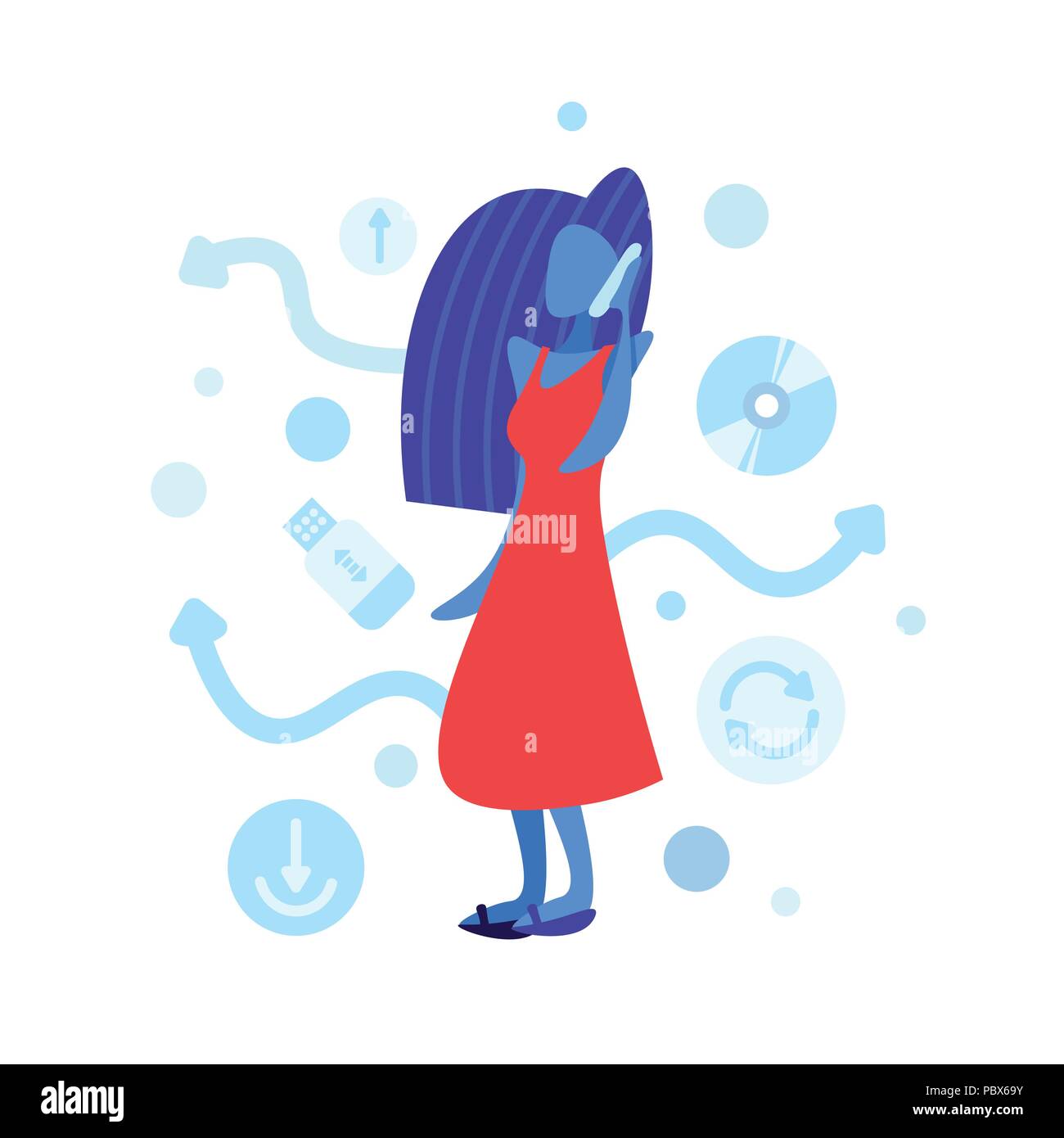 woman phone calling faceless female cartoon character silhouette ...