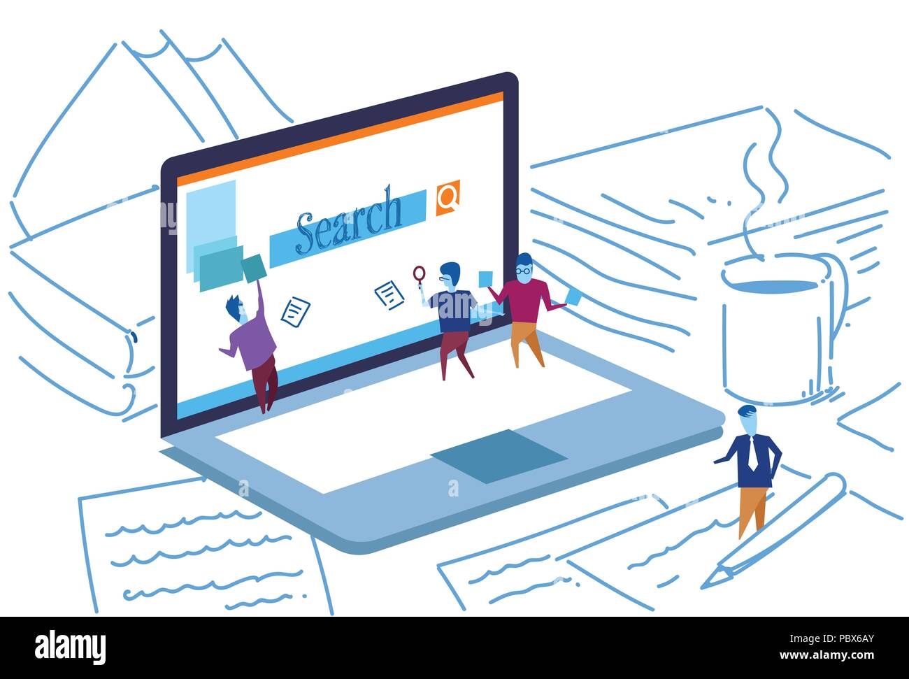 laptop screen Seo search engine optimization people working together ...