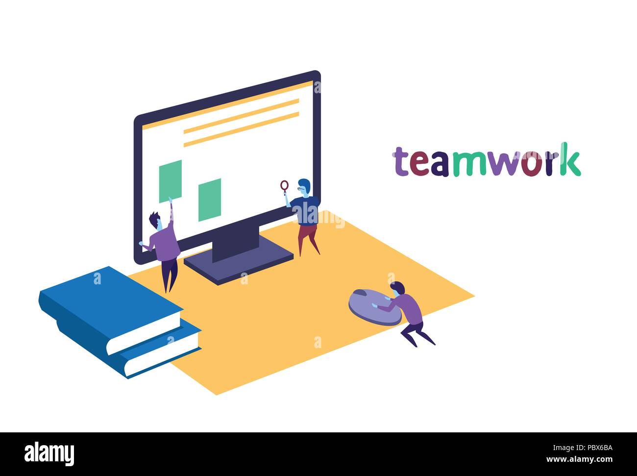 search engine optimization people working together monitoring using magnifier teamwork concept ...