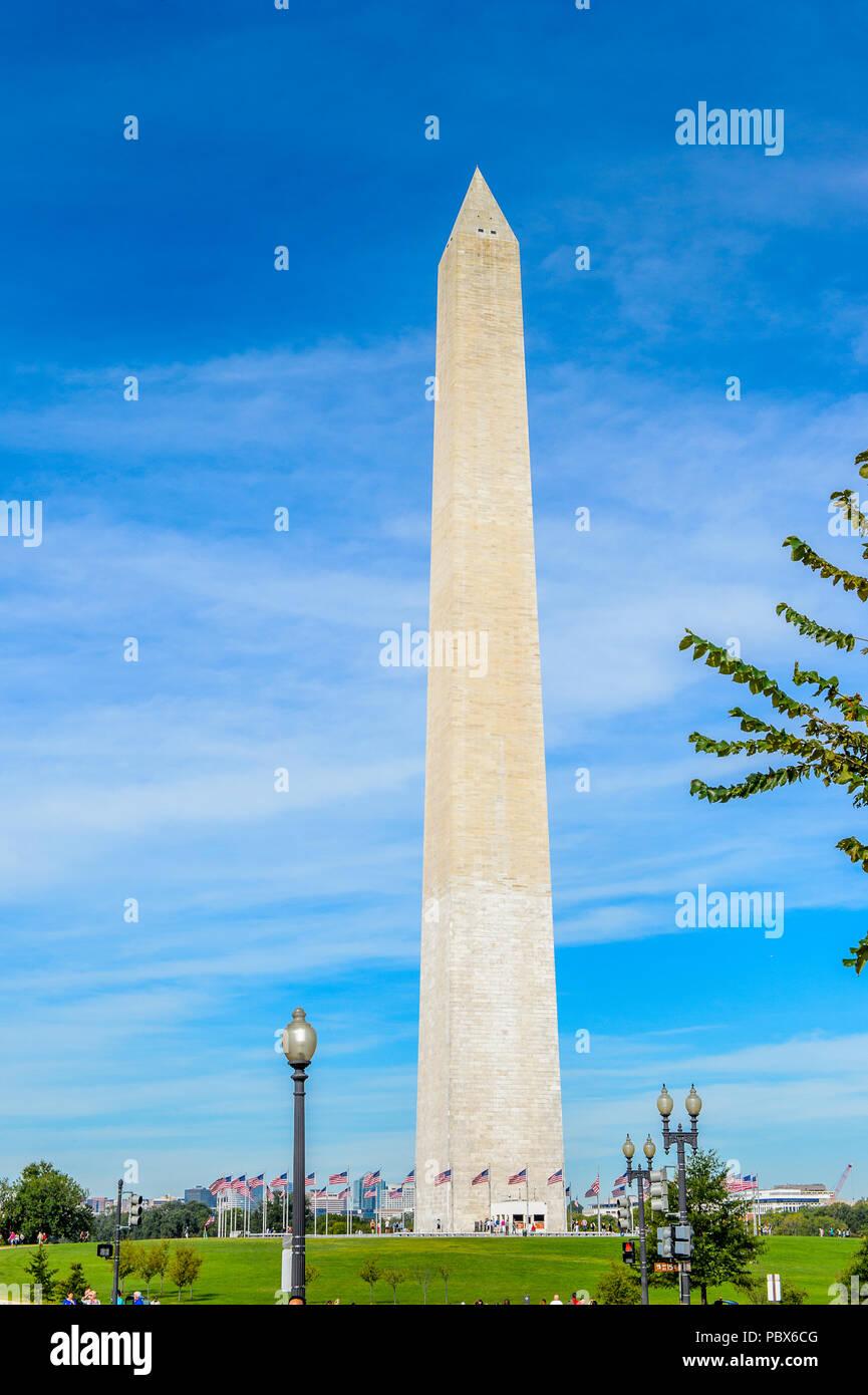 Washington Monument, an obelisk on the National Mall in Washington, D.C ...