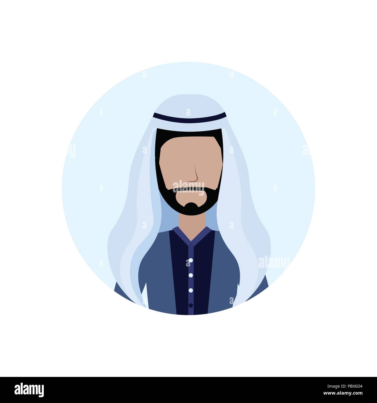arab man avatar isolated faceless male cartoon character portrait flat ...