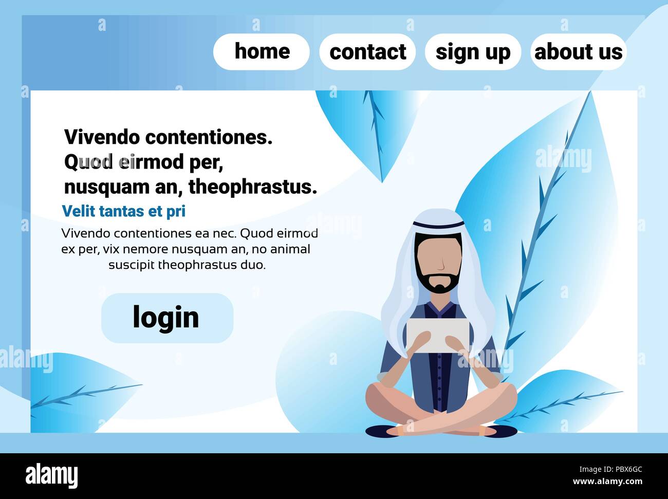 arab man sitting pose online communication using tablet male faceless ...