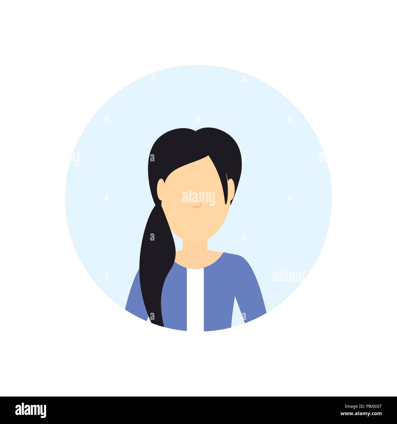 brunette woman avatar isolated faceless female cartoon character ...
