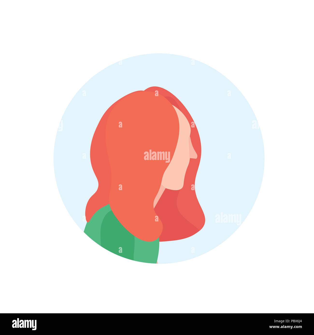 redhead woman profile avatar isolated female cartoon character portrait ...