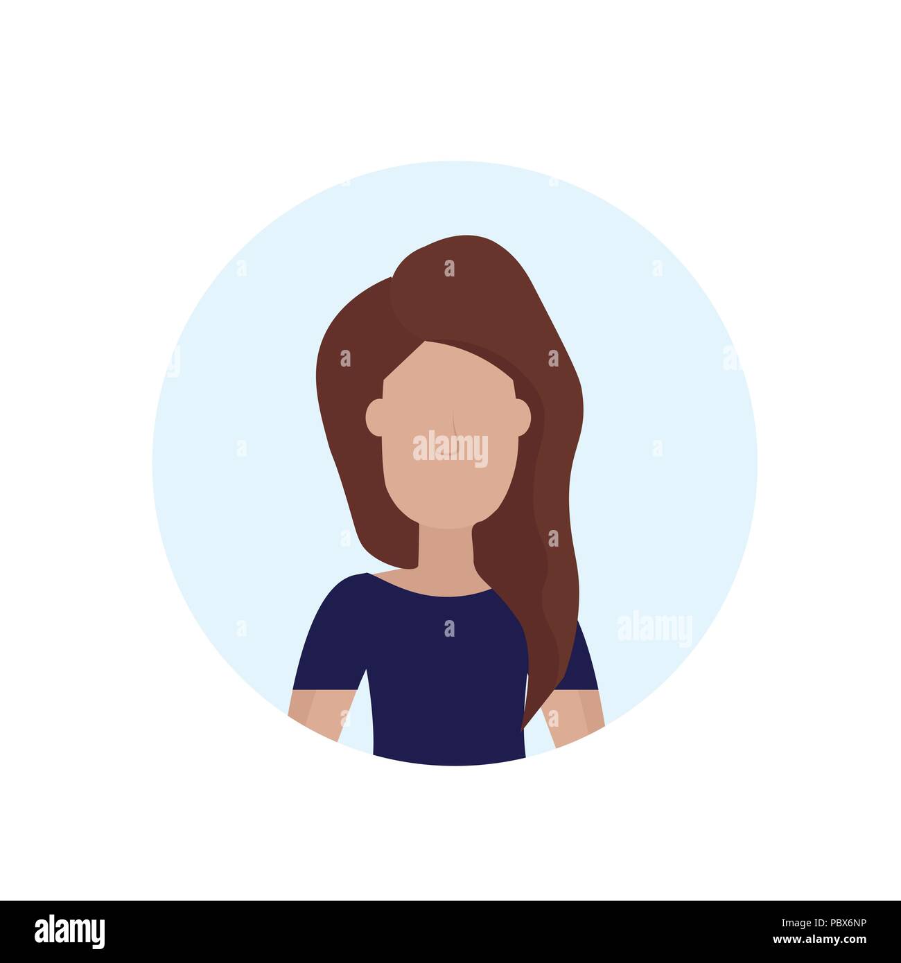 woman avatar isolated faceless female cartoon character portrait flat ...