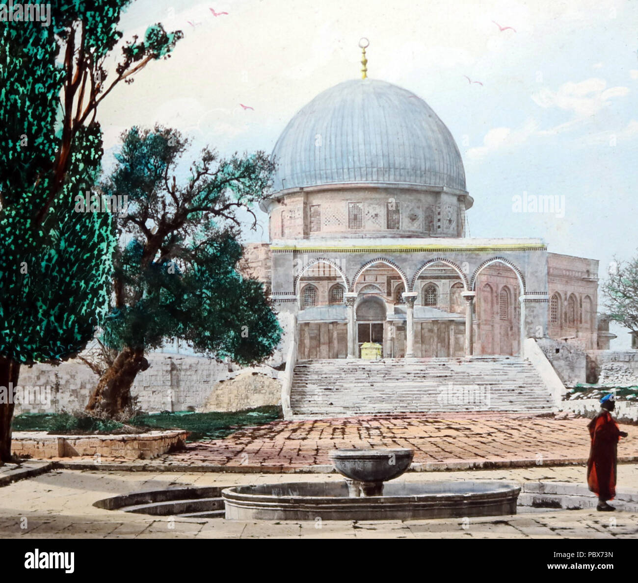Mosque of Omar, Jersulem, Victorian period (hand coloured photo Stock ...