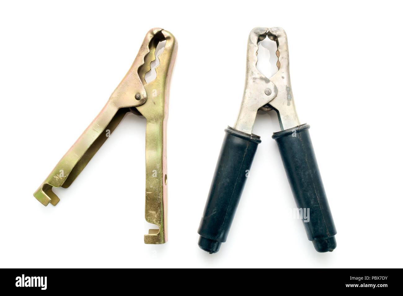 Battery clip on white background Stock Photo - Alamy