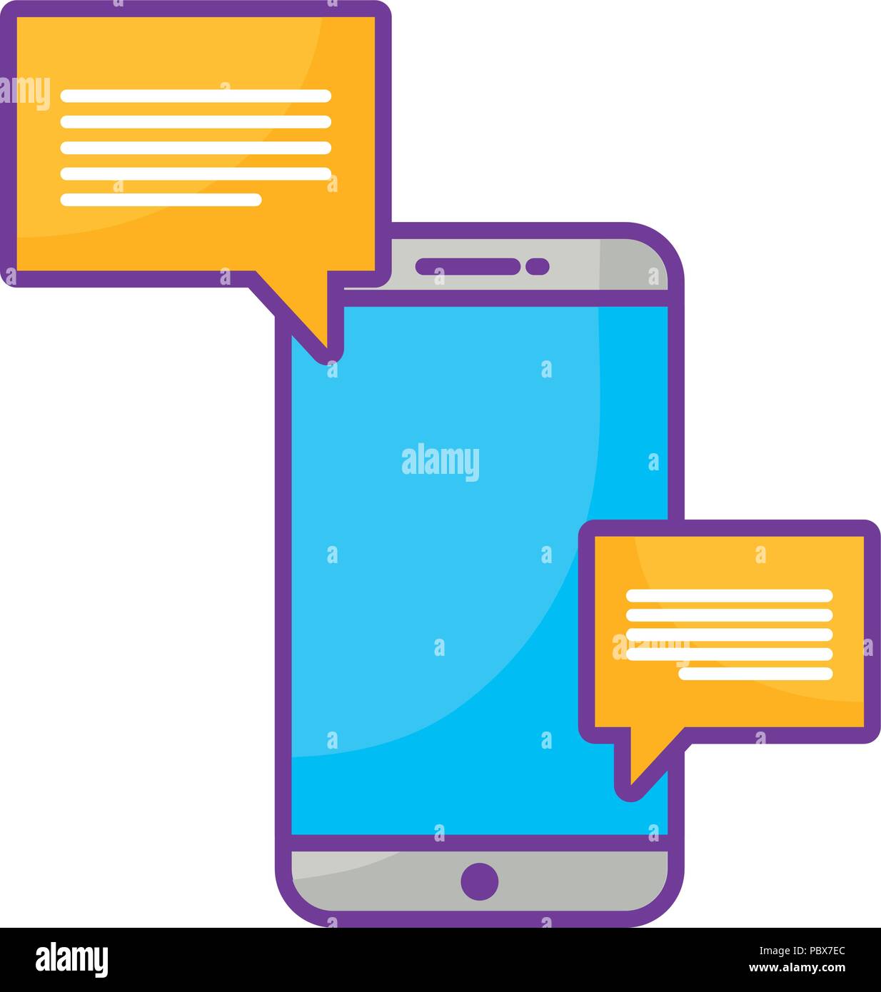 cellphone with speech bubbles over white background, vector ...