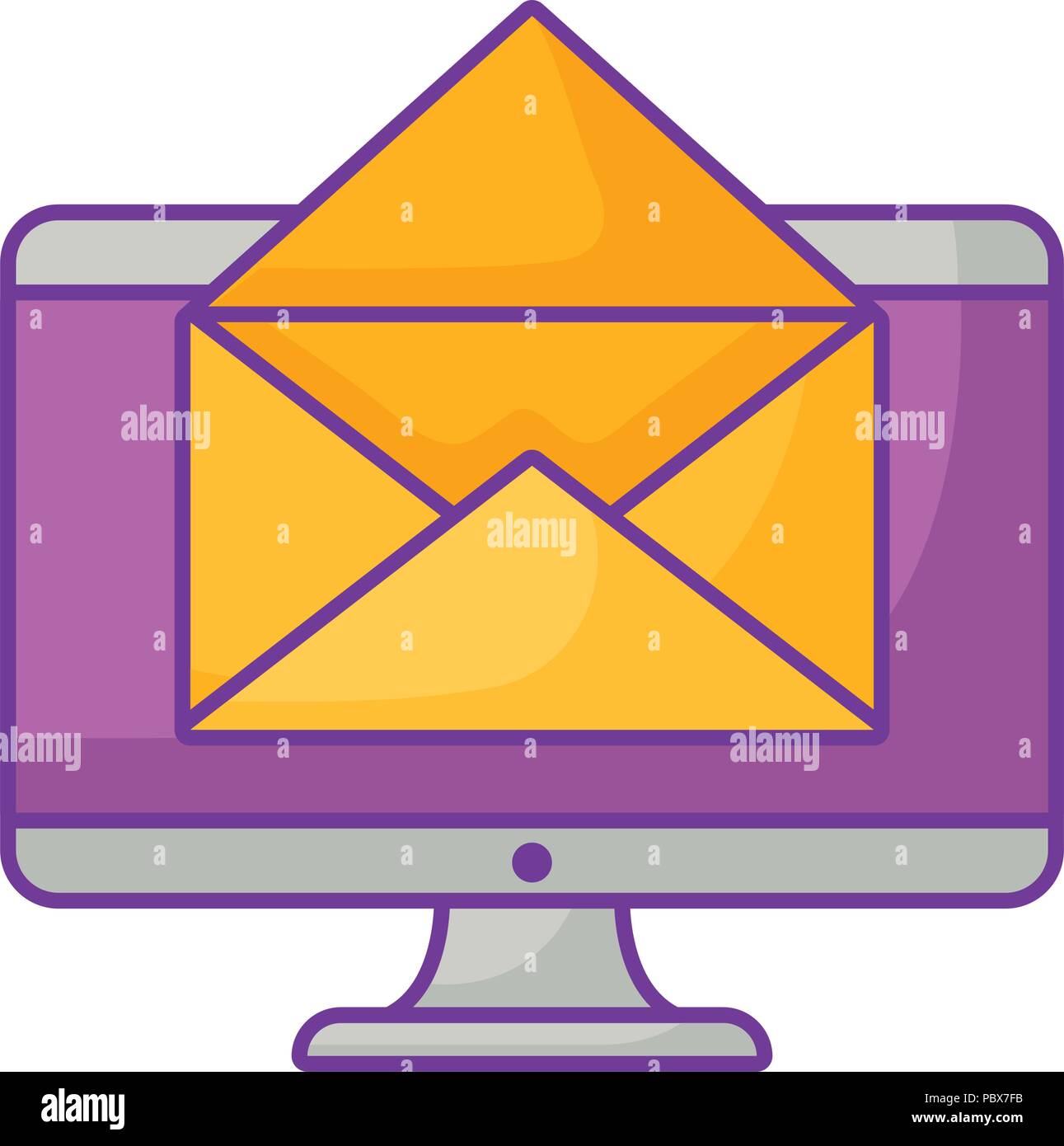 computer with envelope icon over white background, vector illustration ...