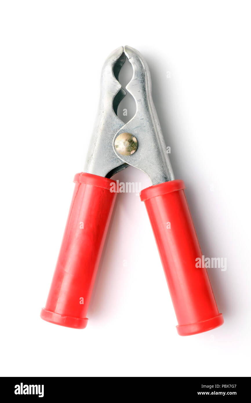 Battery clip on white background Stock Photo - Alamy