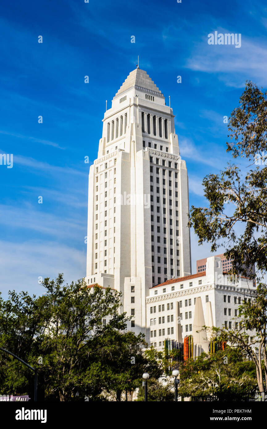 Los Angeles City Hall, California.The building was designed by John ...