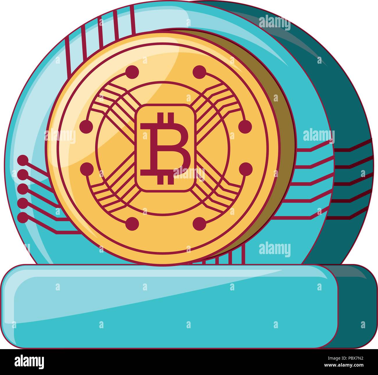 bitcoin emblem icon over white background, vector illustration Stock ...