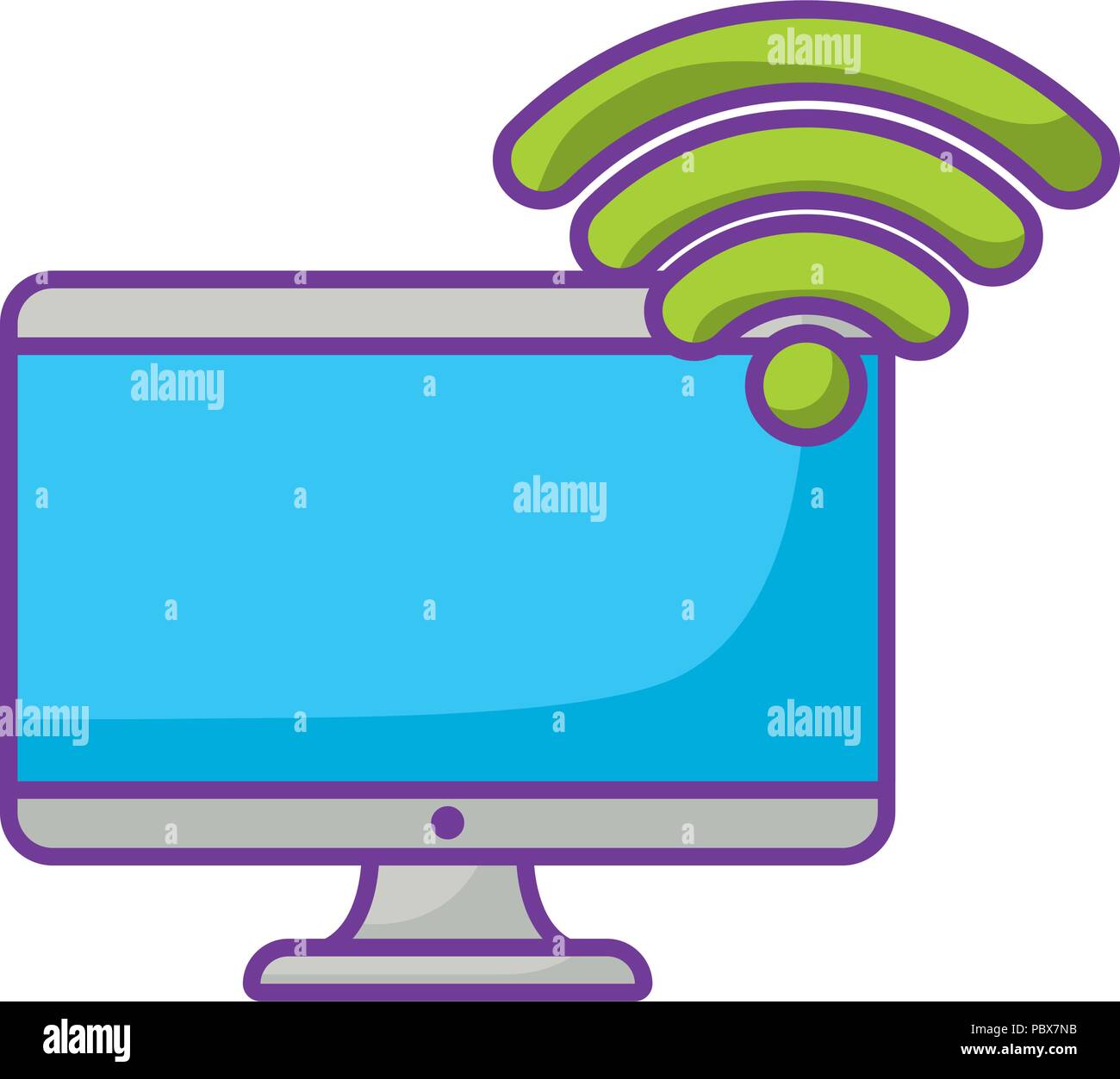 computer with wifi symbol over white background, vector illustration ...