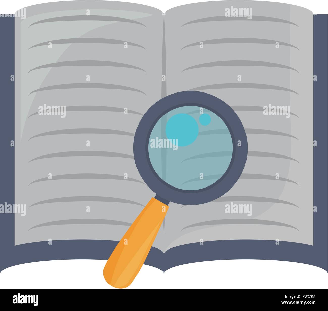 book and magnifying glass over white background, vector illustration ...