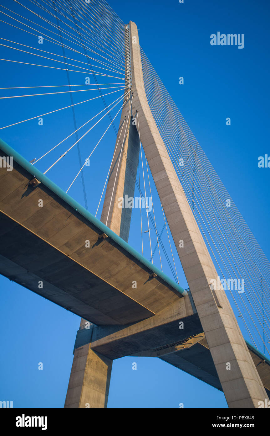 The Pont de Normandie cable stayed bridge over the River Seine at ...