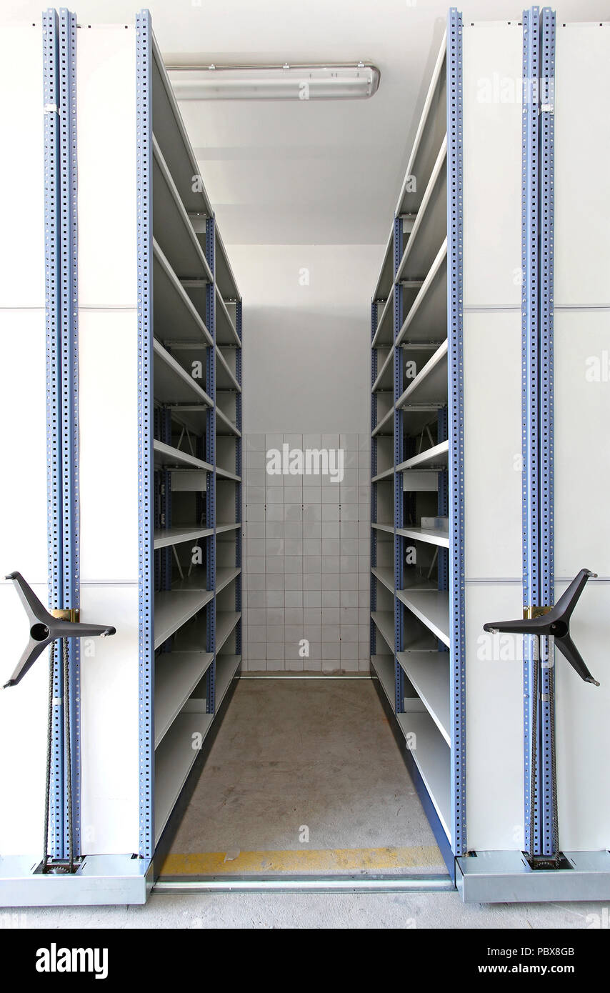 Automated shelving system with mobile cabinet for documents Stock Photo ...