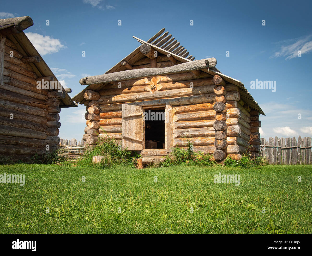 Ancient log house in a country side in a sunny day Stock Photo - Alamy