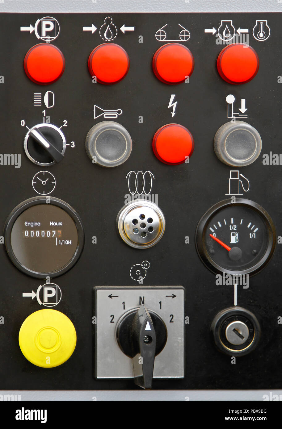 Control and info board of construction machinery Stock Photo - Alamy
