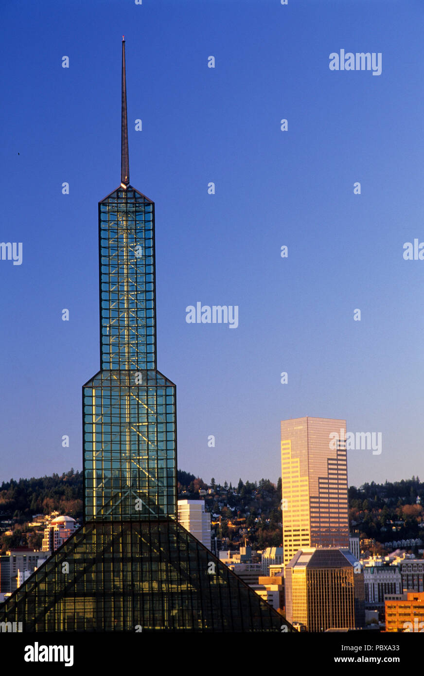 Convention Center tower at dawn, Portland, Oregon Stock Photo - Alamy