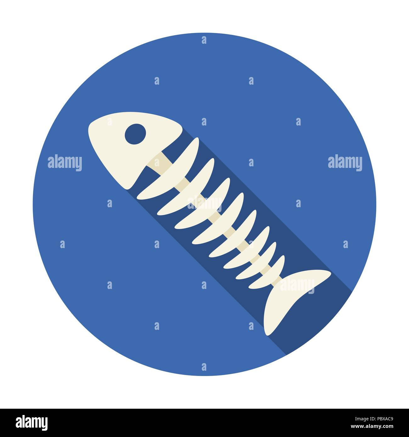 Fish skeleton icon in flat style isolated on white background. Trash ...