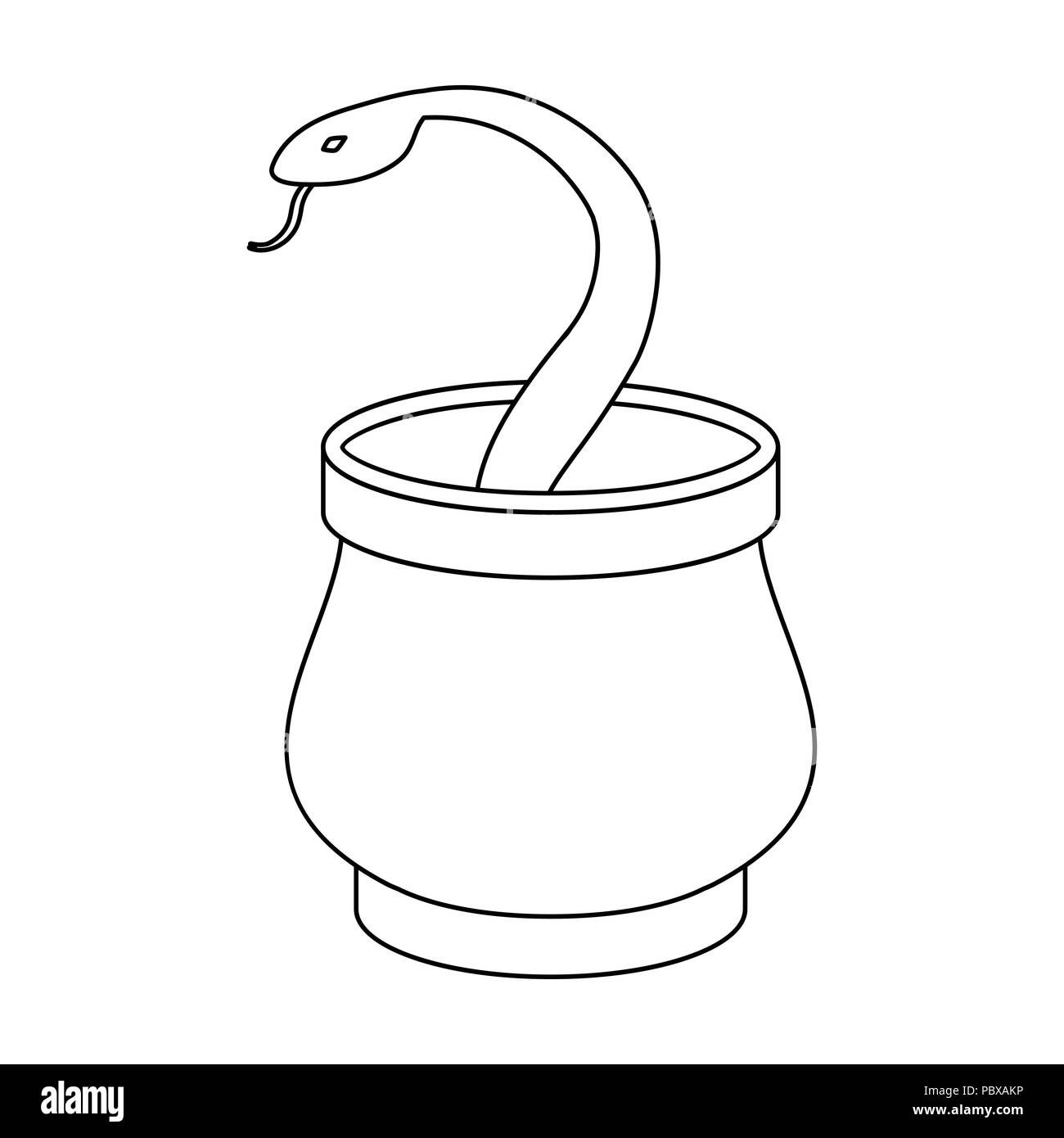 Snake in basket icon in outline style isolated on white background ...