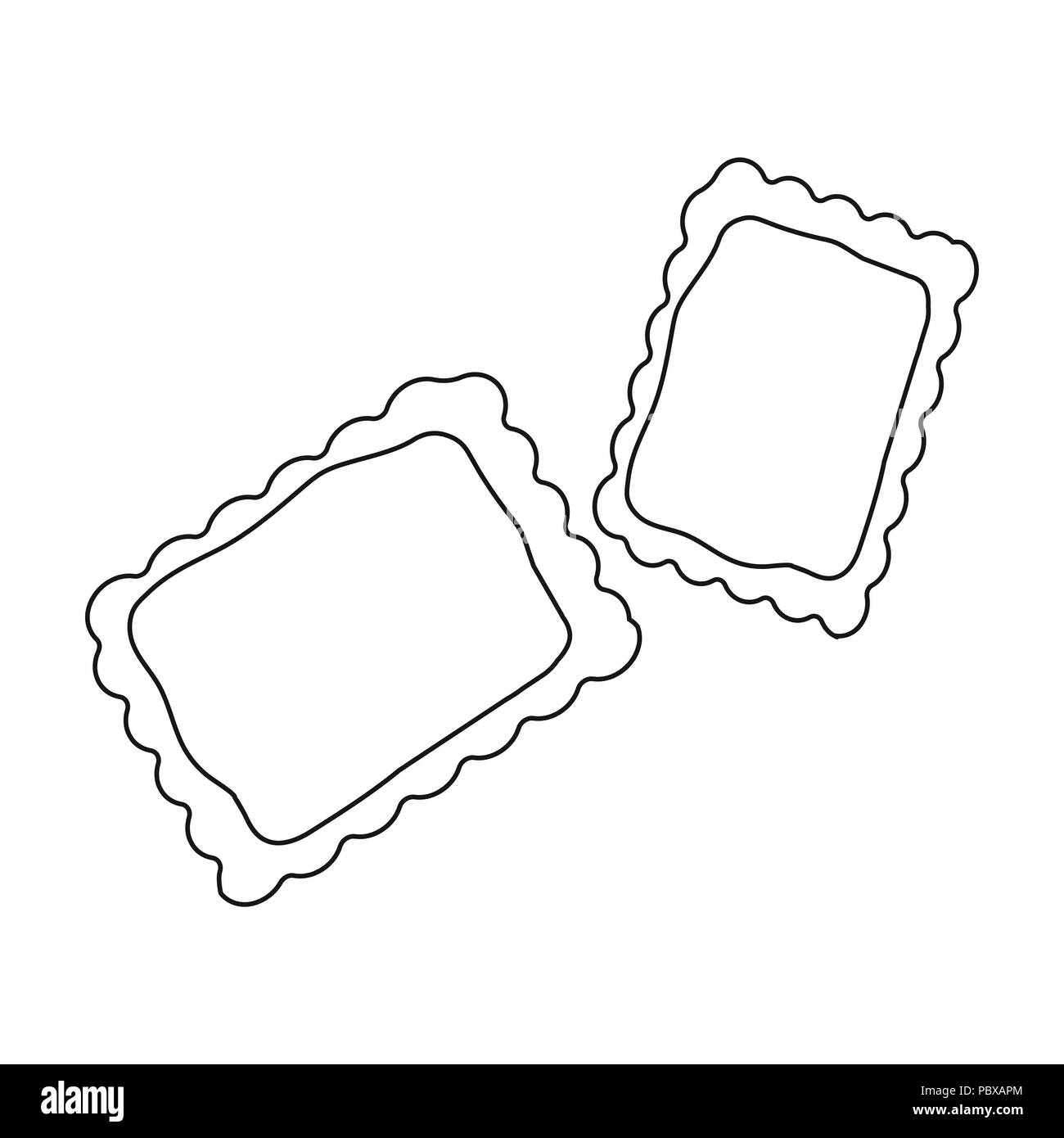 Ravioli pasta icon in outline style isolated on white background. Types ...