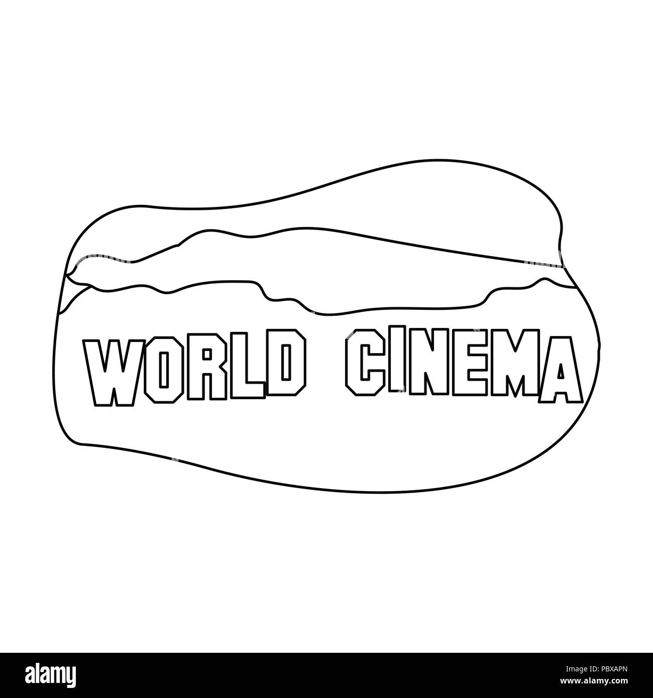 World cinema sign icon in outline style isolated on white background ...
