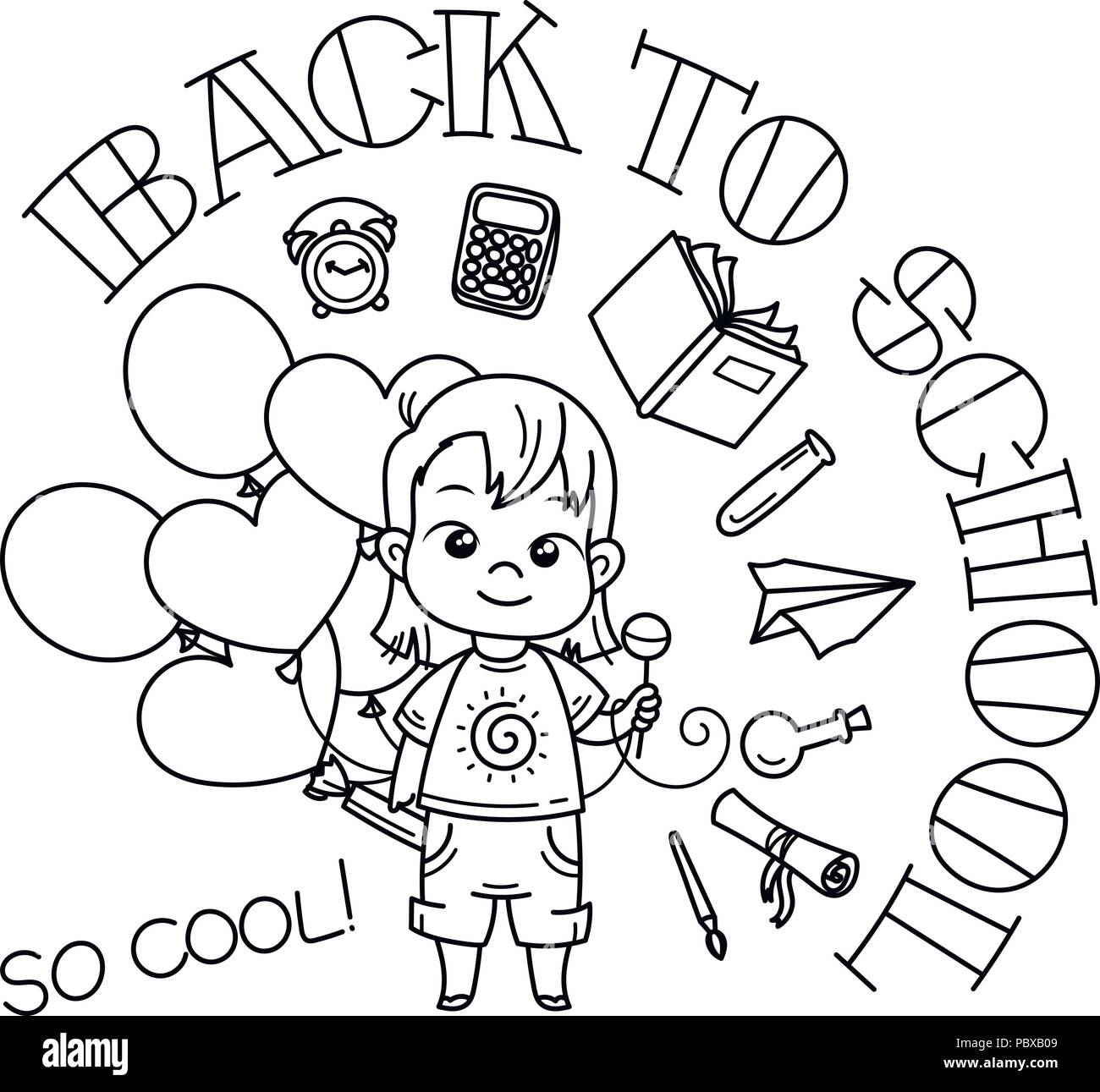 Welcome Back To School Cute School Kid Ready To Education Vector