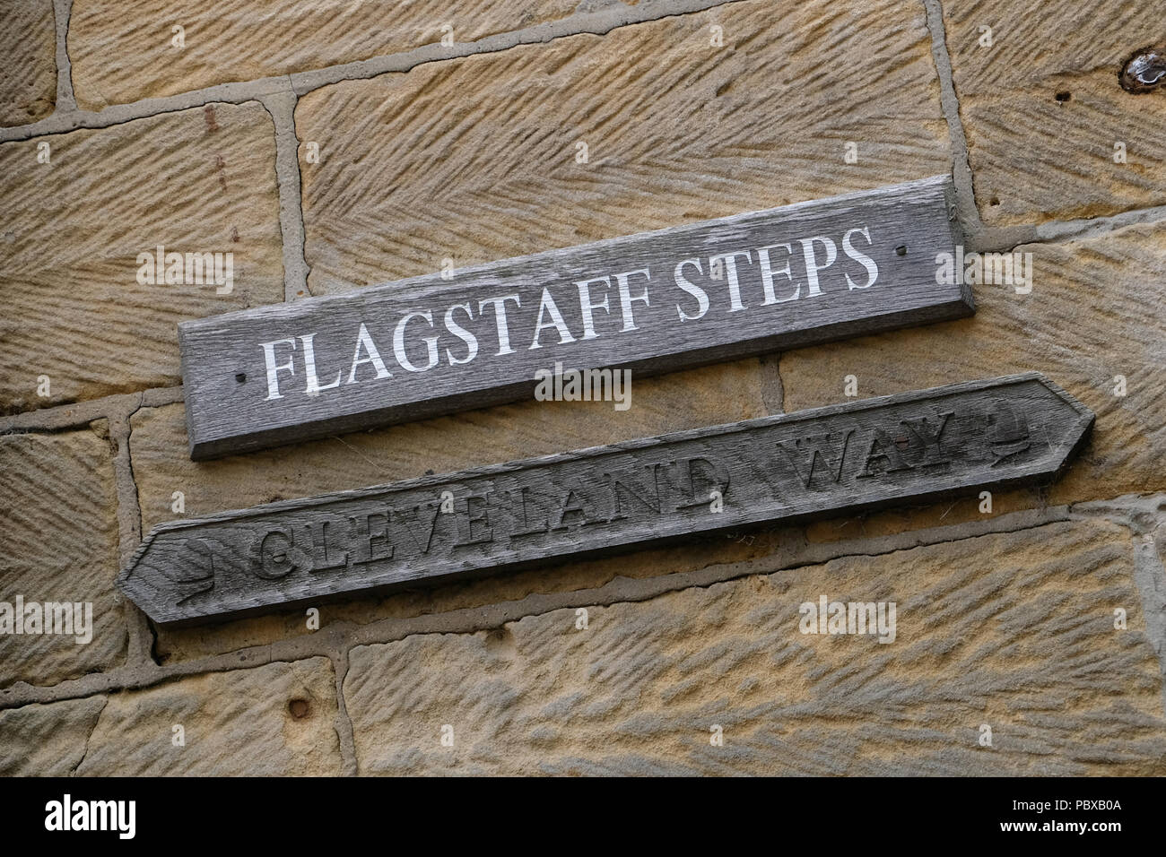 Street signs around Robin Hoods Bay on the Yorkshire Coast of the UK ...