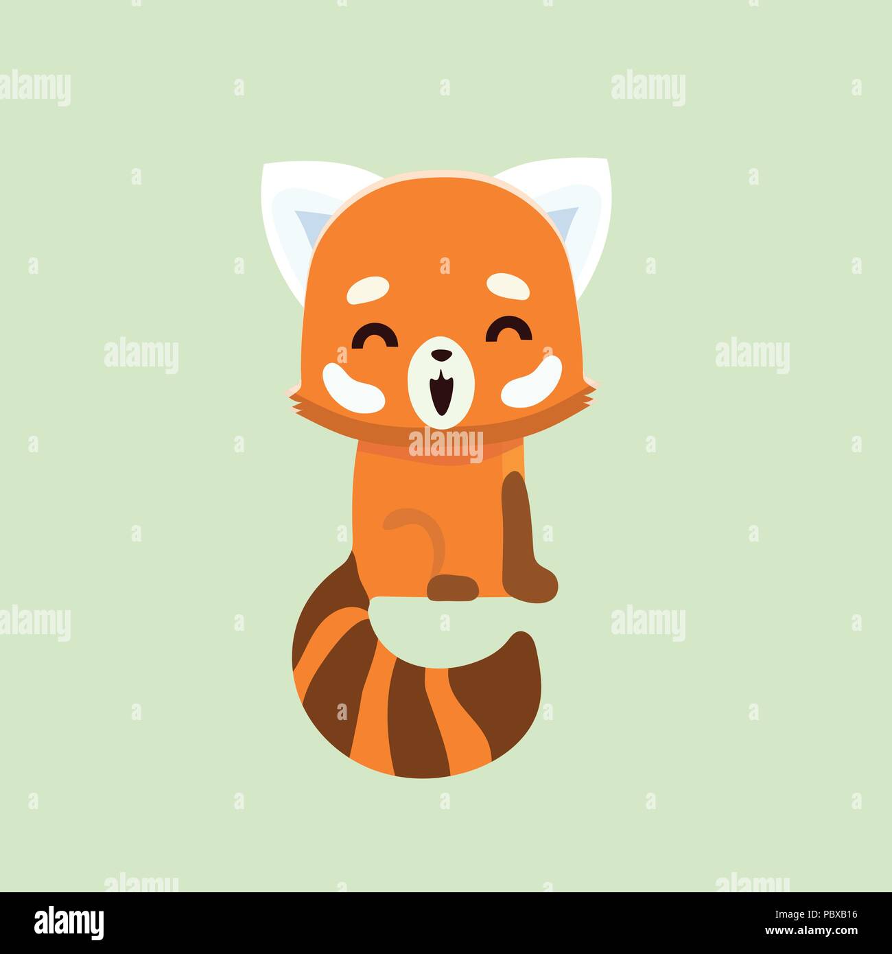 Vector illustration of red panda cartoon style on pastel background ...