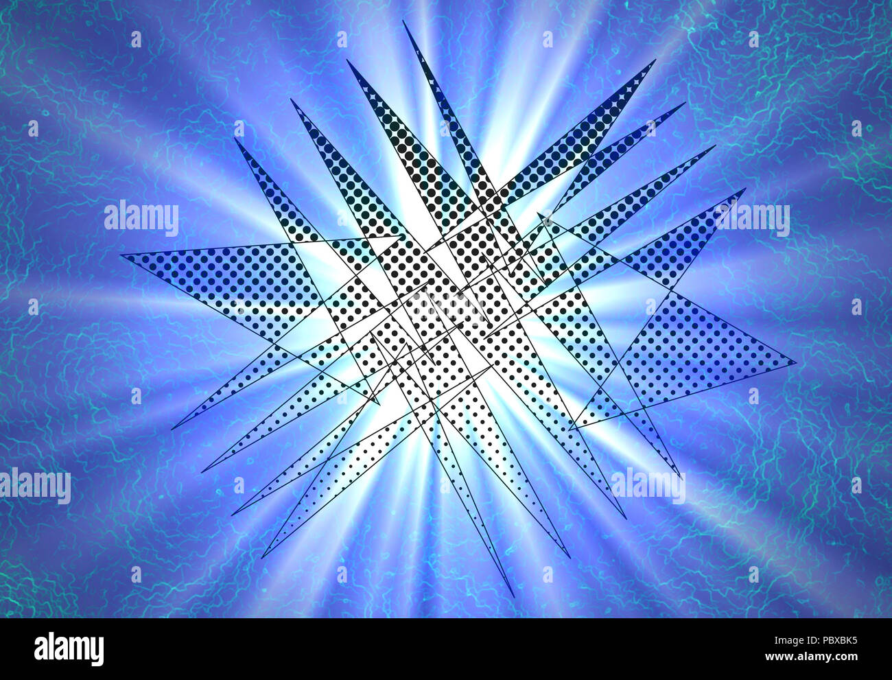 Abstract triangles figures and shining rays of light at the background ...