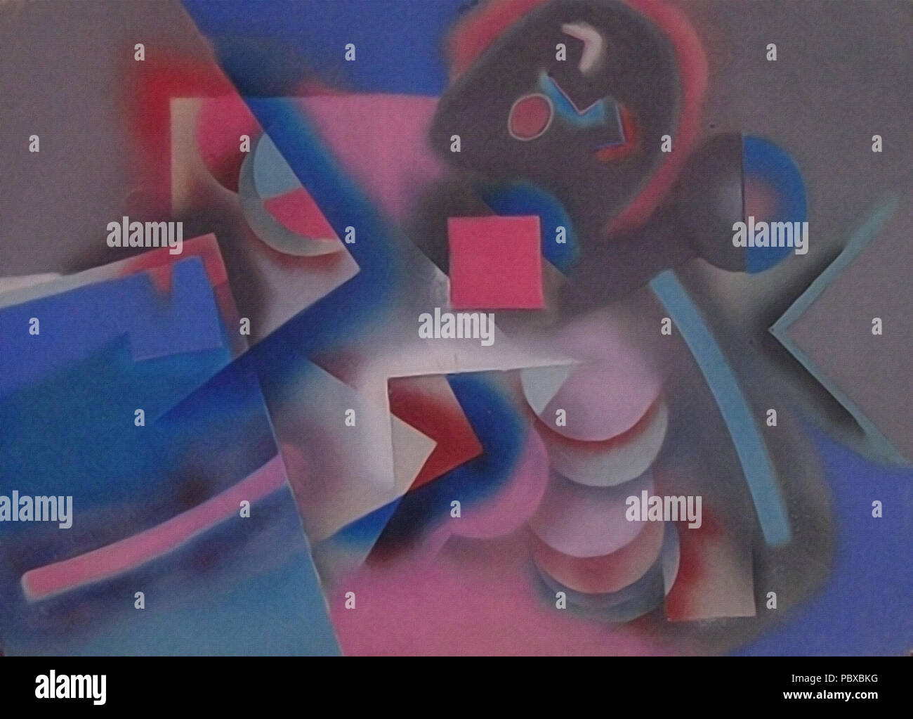 Abstract painting with geometric figures. Pastel colors. 3D rendering ...