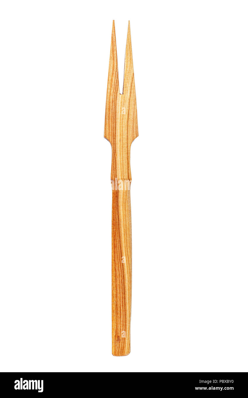 wooden fork for meat, on a white background, isolated Stock Photo - Alamy