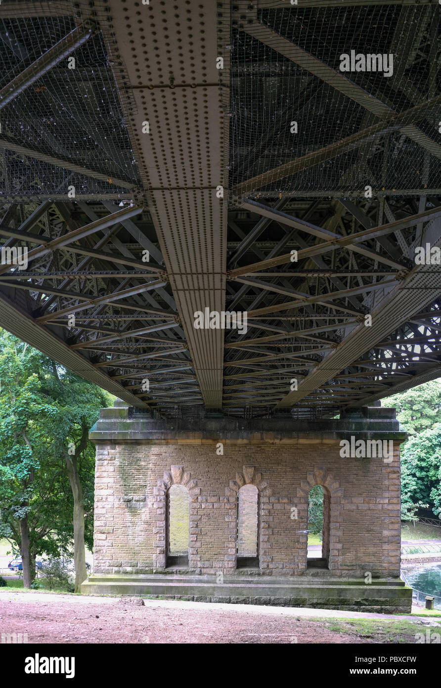 The Valley bridge at Scarborough, Yorkshire, England, UK spanning ...