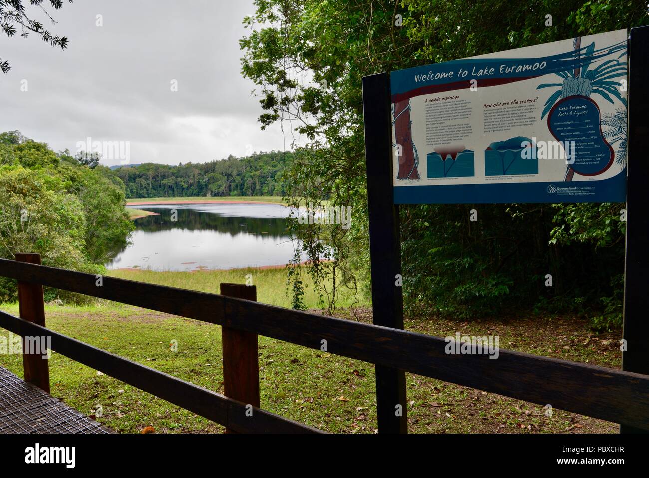 Welcome to Lake Euramoo sign, Atherton Tablelands, QLD, Australia Stock ...