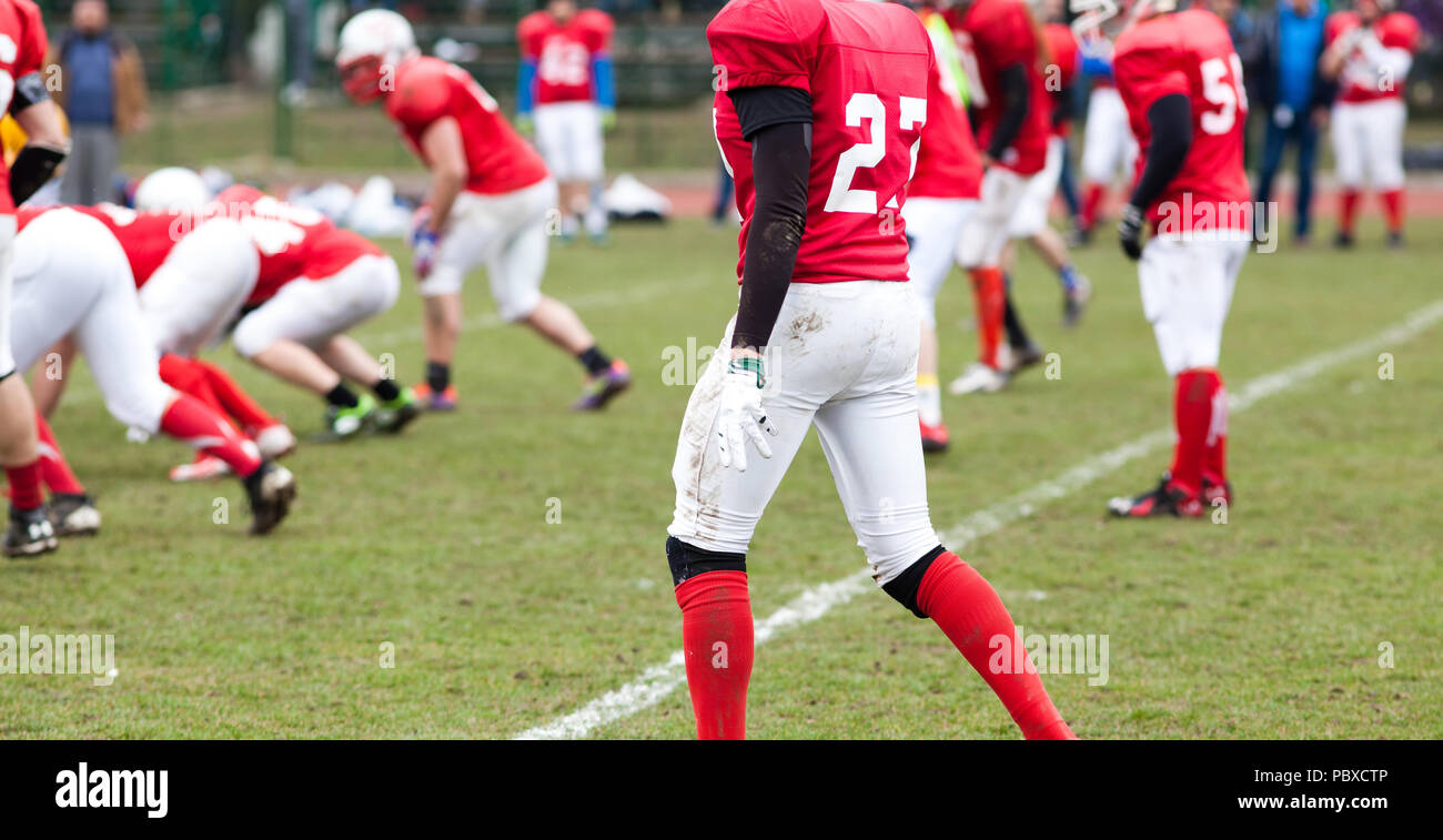 american football game - players in action Stock Photo - Alamy