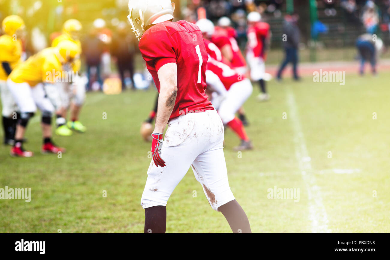 american football game - players in action Stock Photo - Alamy