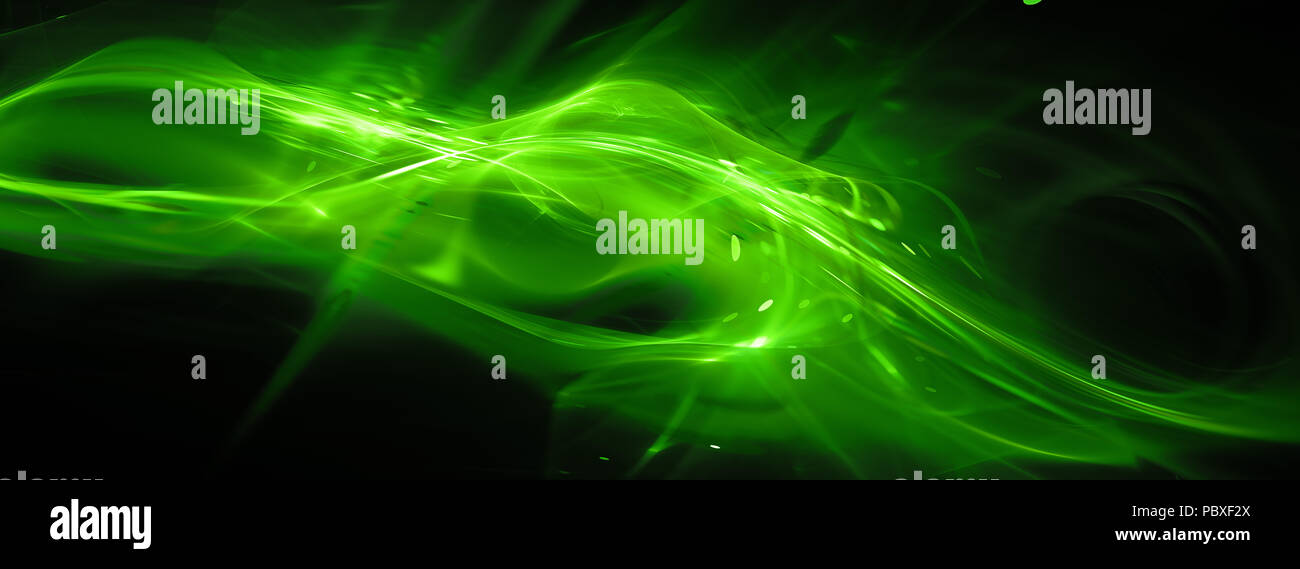 Green flowing glowing new technology, computer generated abstract ...