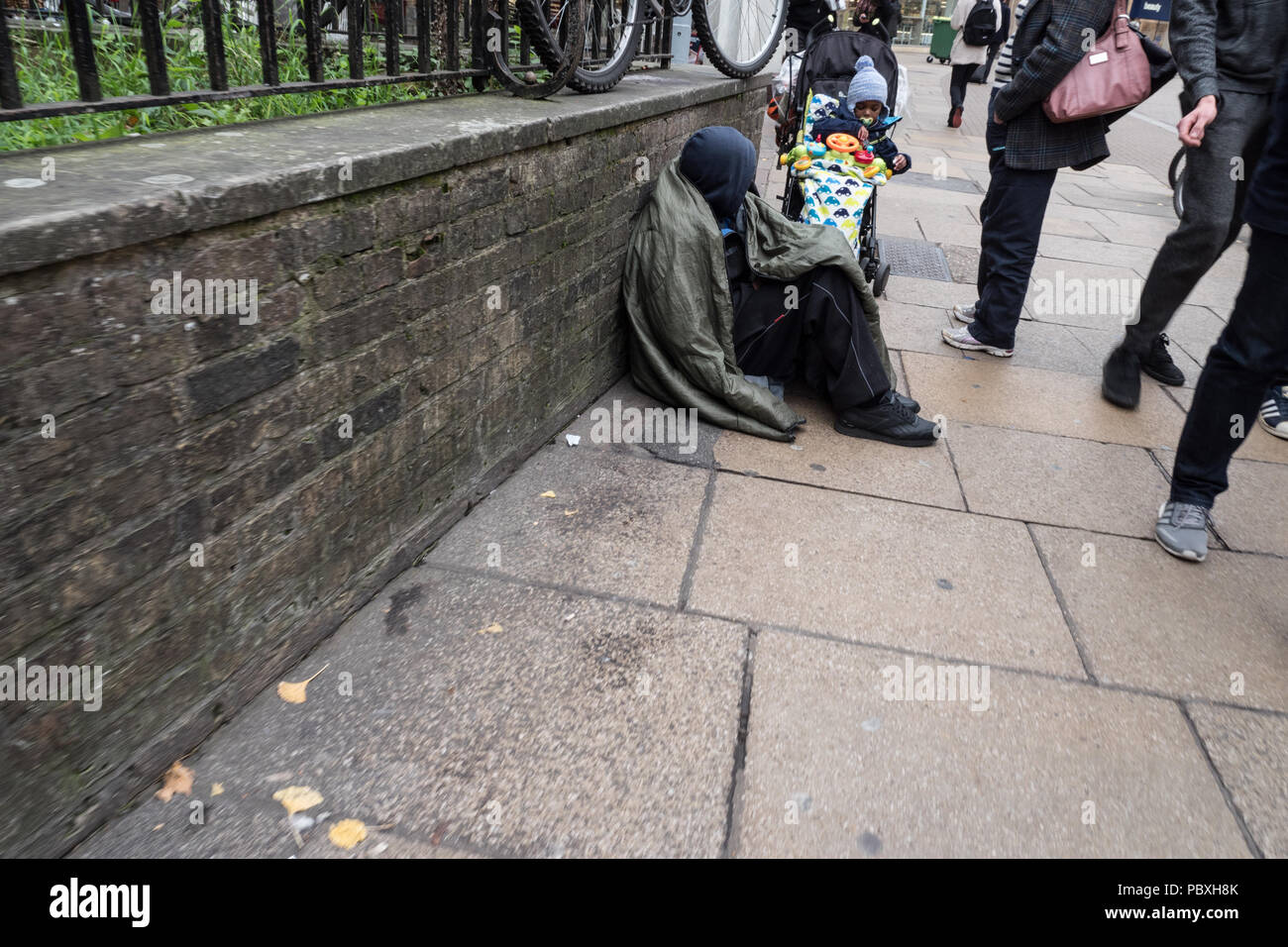 Homeless person on the streets of Cambridge, England, UK Stock Photo ...