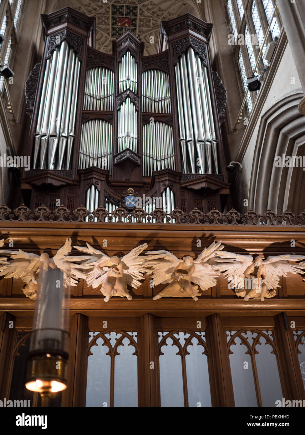 The Klais Organ organ pipes in Bath Abbey, Somerset, England UK Stock ...