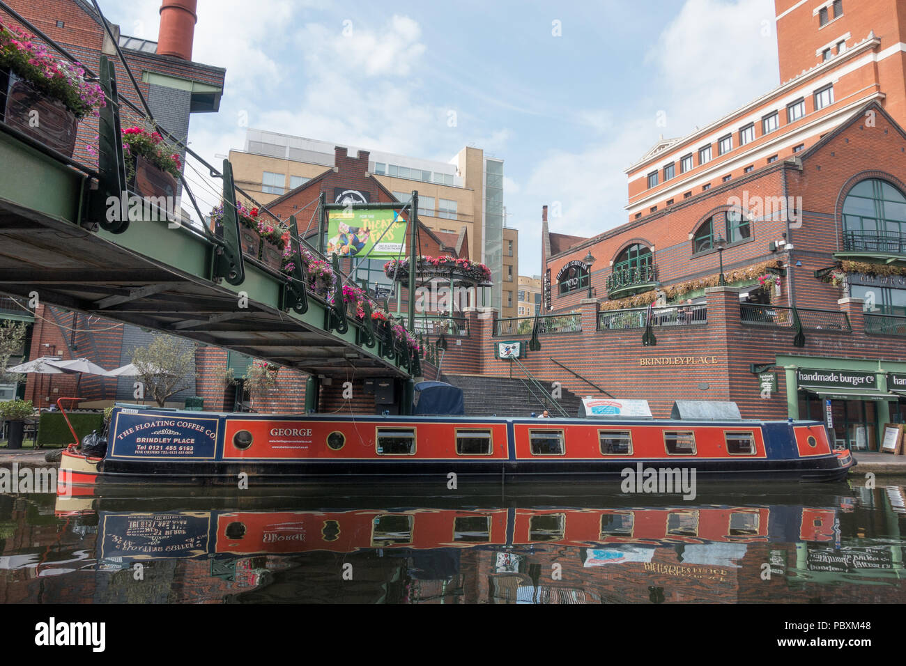 Canal boats along the beautiful and picturesque Birmingham Canals in ...