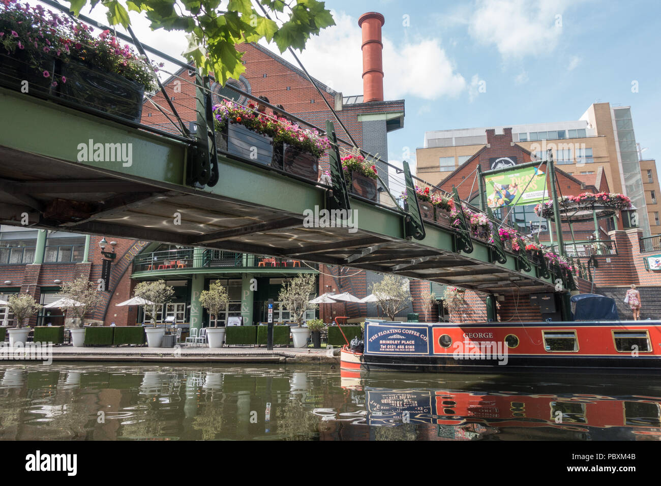 Canal boats along the beautiful and picturesque Birmingham Canals in ...
