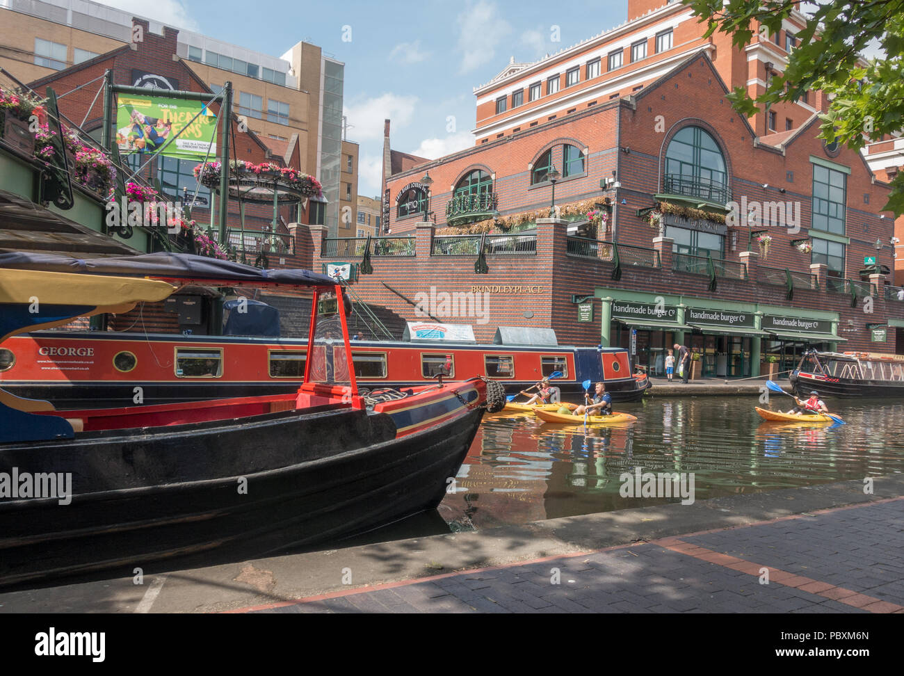 Canal boats along the beautiful and picturesque Birmingham Canals in ...