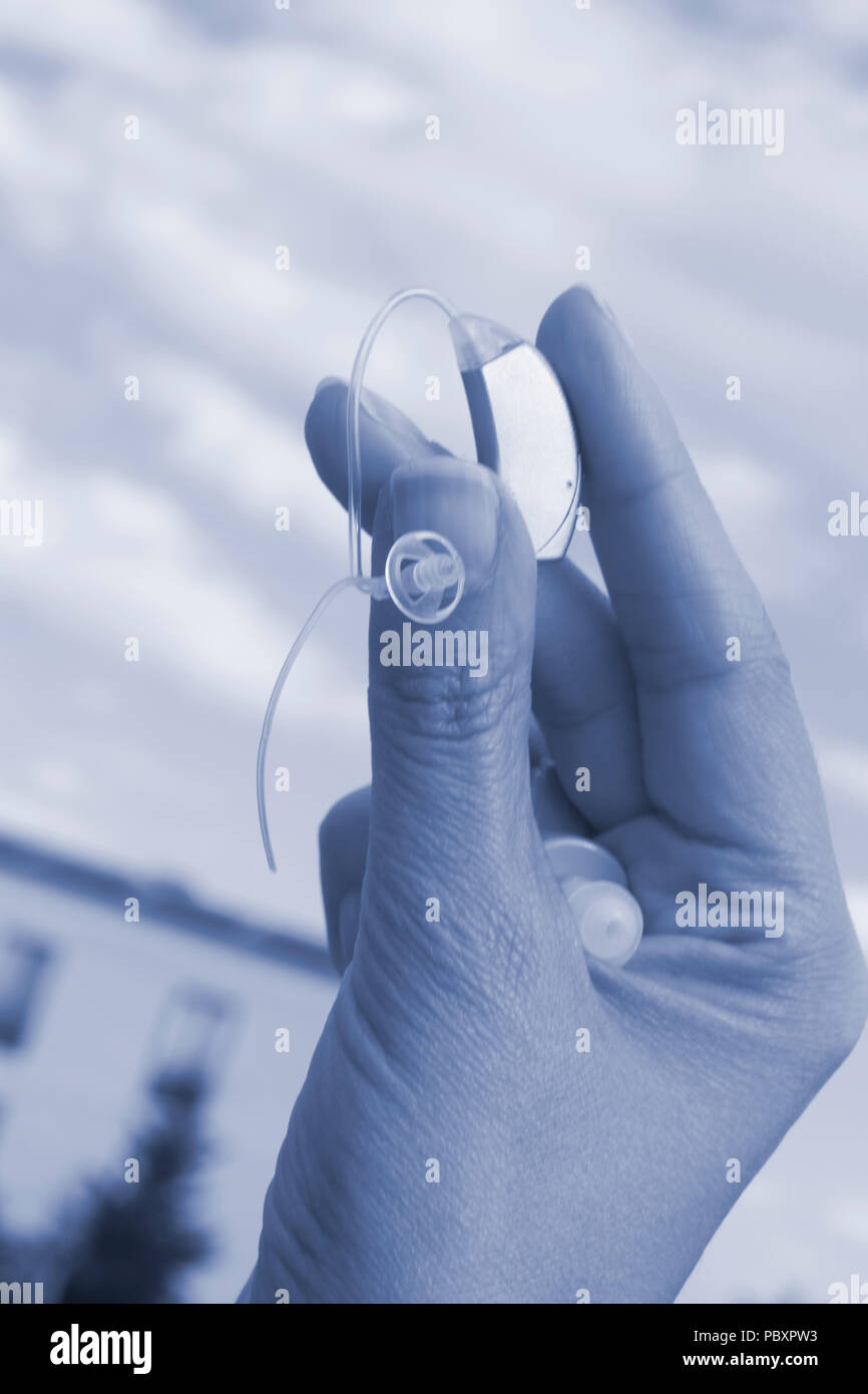 Modern compact in the ear digital audiophone hearing aid for deaf ...