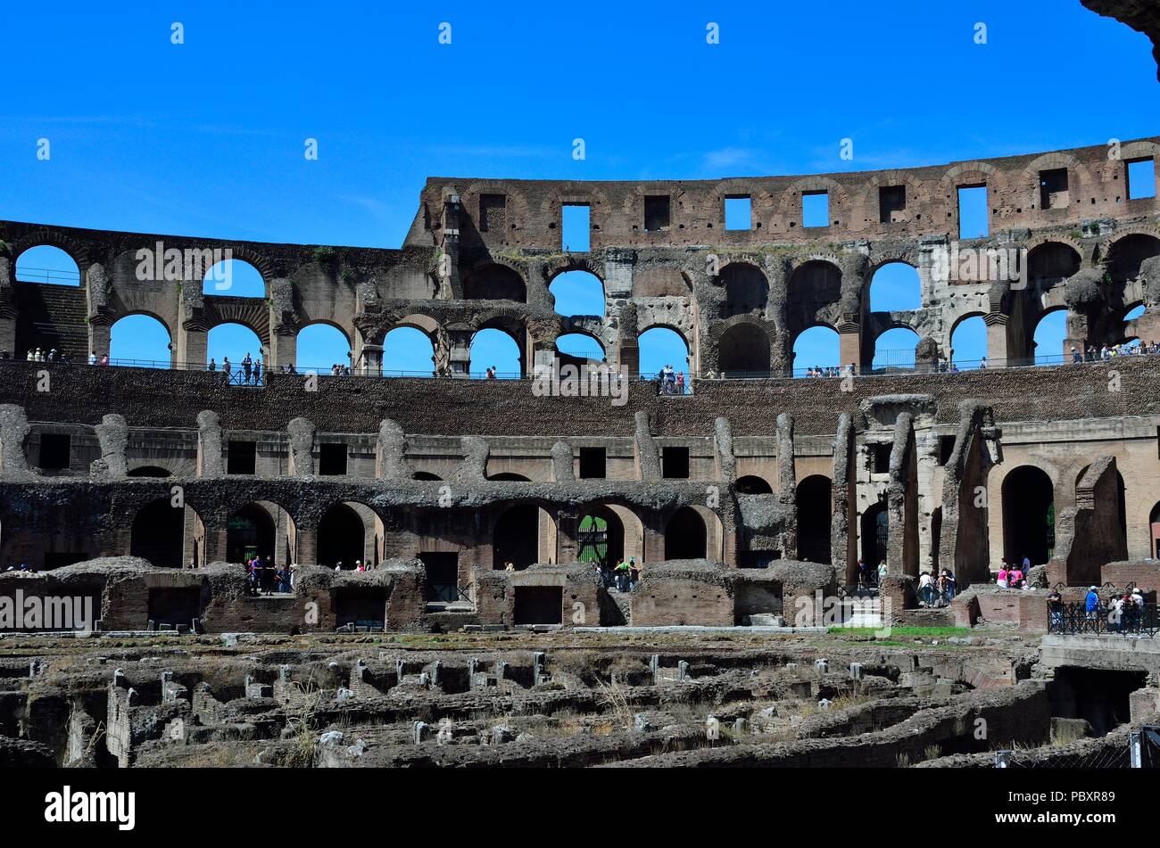 Interior partial view of The Colosseum. It is an oval amphitheater ...