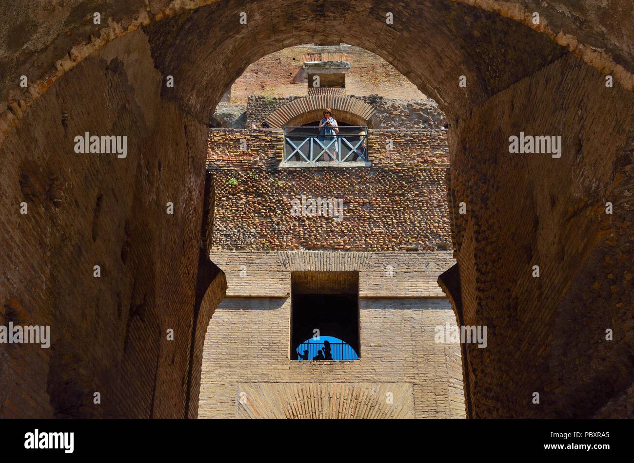 Interior partial view of The Colosseum. It is an oval amphitheater ...