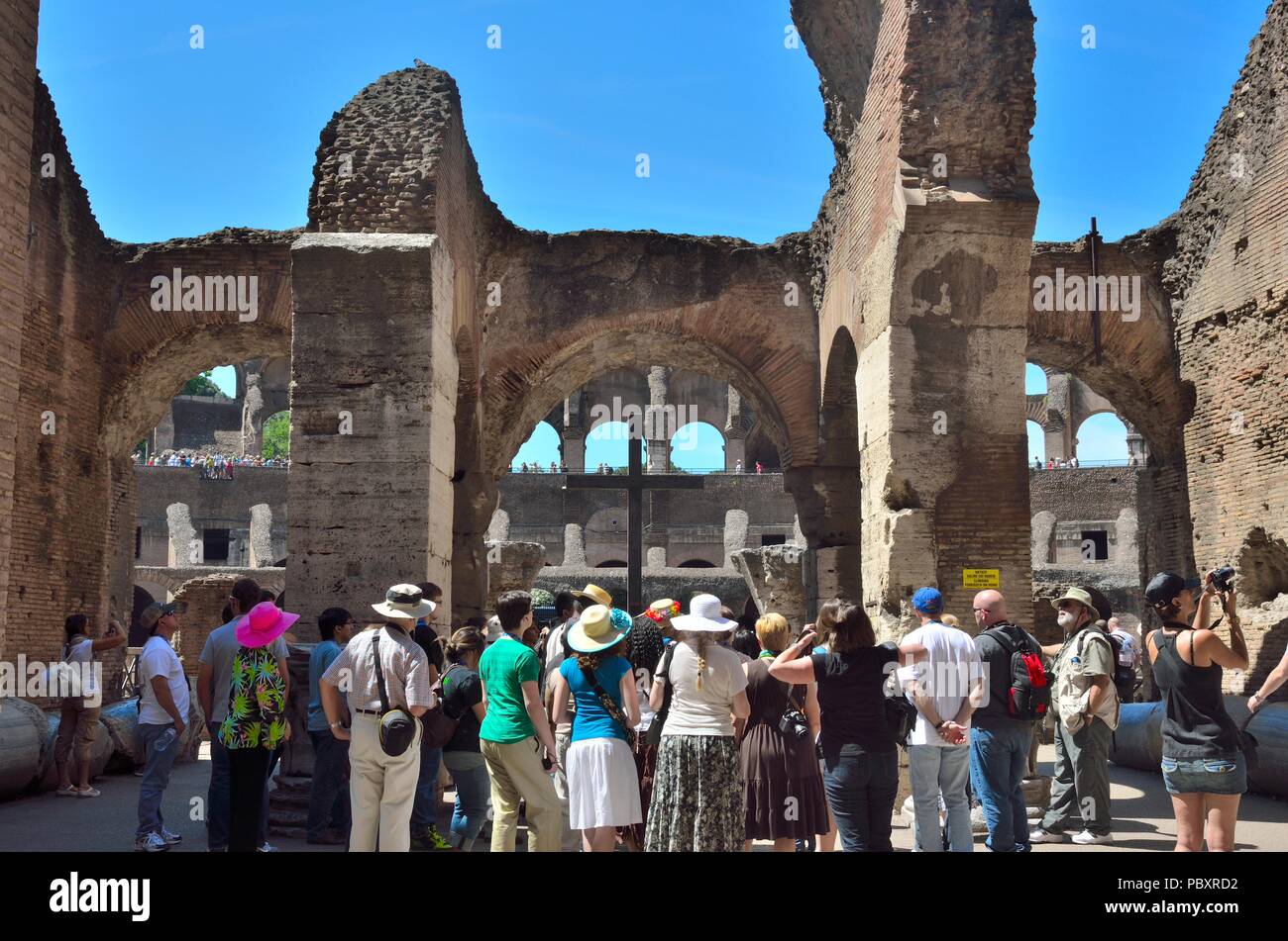 Interior partial view of The Colosseum. It is an oval amphitheater ...