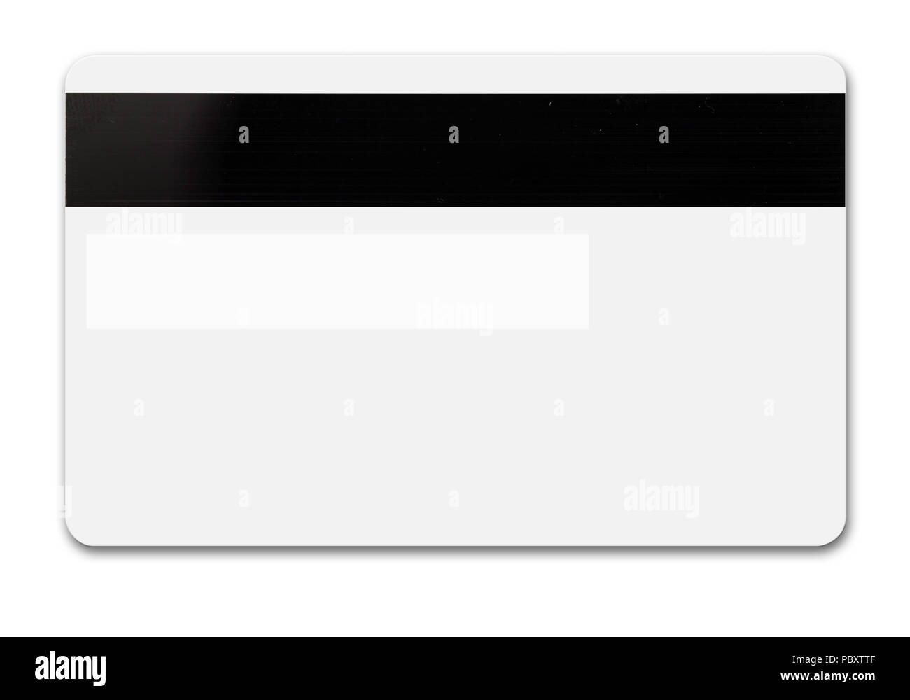 White credit card isolated path, type MC, back with tape and band for ...